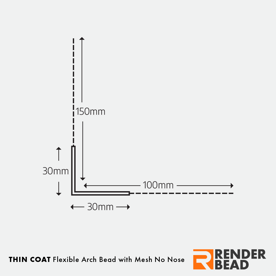 Flexible Arch Bead with Mesh - No Nose - Render Bead