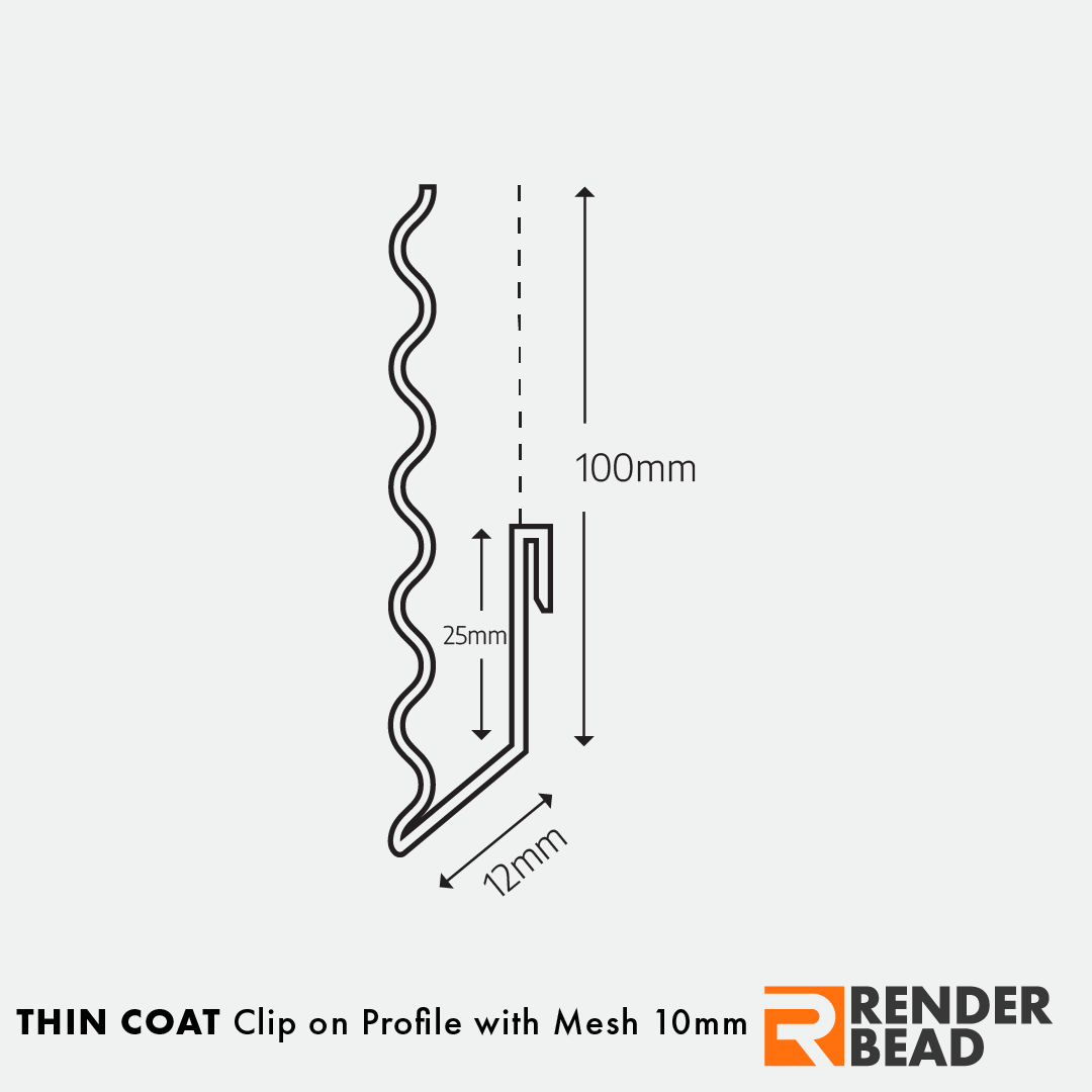 Clip-on Profile with Mesh - 10mm - Render Bead