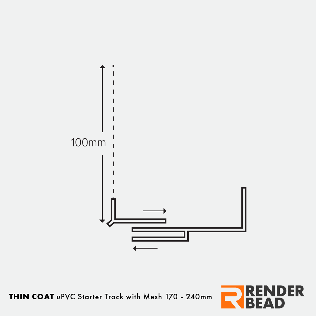 uPVC Starter Track with Mesh – 170-240mm - Render Bead